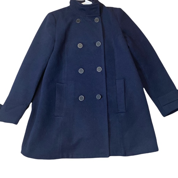 Mango | Jackets & Coats | Mng Suit Blue High Collar Pea Coat | Poshmark